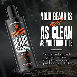 Wild Willies PROGRO Beard Growth & Moisturizing Shampoo Fortified with Biotin & Caffeine for Facial Hair Growth, Hydration & Softener - Strengthens Follicles for Healthy Looking Beard, 4oz