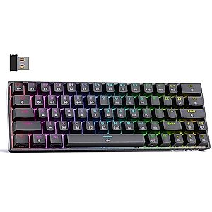 DIERYA T63 60% Wireless Mechanical Gaming Keyboard, Bluetooth/2.4G/Wired RGB Backlit Ultra-Compact 63 Keys Keyboard for PC/Mac Gamer, Typist, Traveler with Blue Switch-Black
