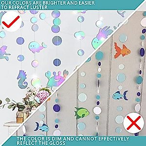 59 Ft Ocean Collection Mermaid Garland Party Decoration,Little Mermaid Party Decorations, Mermaid Birthday Decorations,Iridescent Mermaid Garland Baby Shower Under The Sea Party Decorations Pearl Holographic Paper Streamer for Little Mermaid
