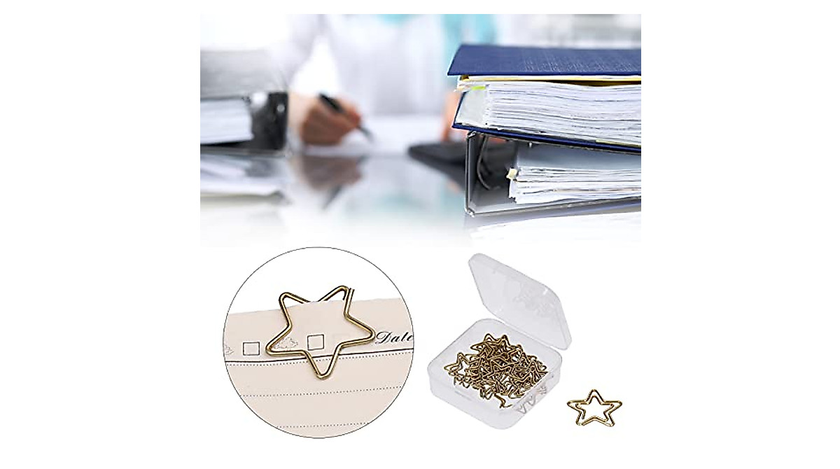 40Pcs Gold Star-Shaped Mini Paper Clips for Organizing & Crafts