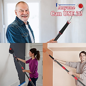 Paint Roller Extension Pole,72inch Brush kit Multi-Function Paint Roller kit Cleaner with House Paint Rollers Brush Stainless Steel Pole,Mural Brush for Walls and Ceiling Paint Roller no drip Grey