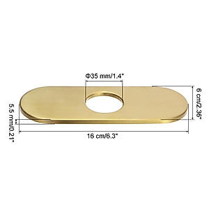 uxcell 6 Inch Hole Cover Deck Plate Escutcheon, Stainless Steel Sink Cover Plate for Bathroom or Kitchen Sink Faucet, Oval Brushed Gold