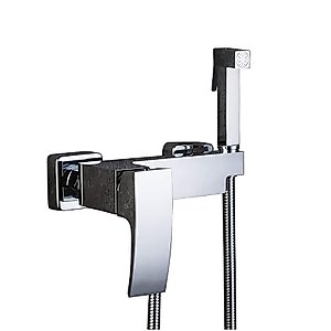 Chrome Handheld Bidet Sprayer for Toilet, Brass Hot and Cold Water Bathroom Cloth Diaper Sprayer Set Wall Mounted Toilet Bidet Sprayer Kit for Personal Hygiene
