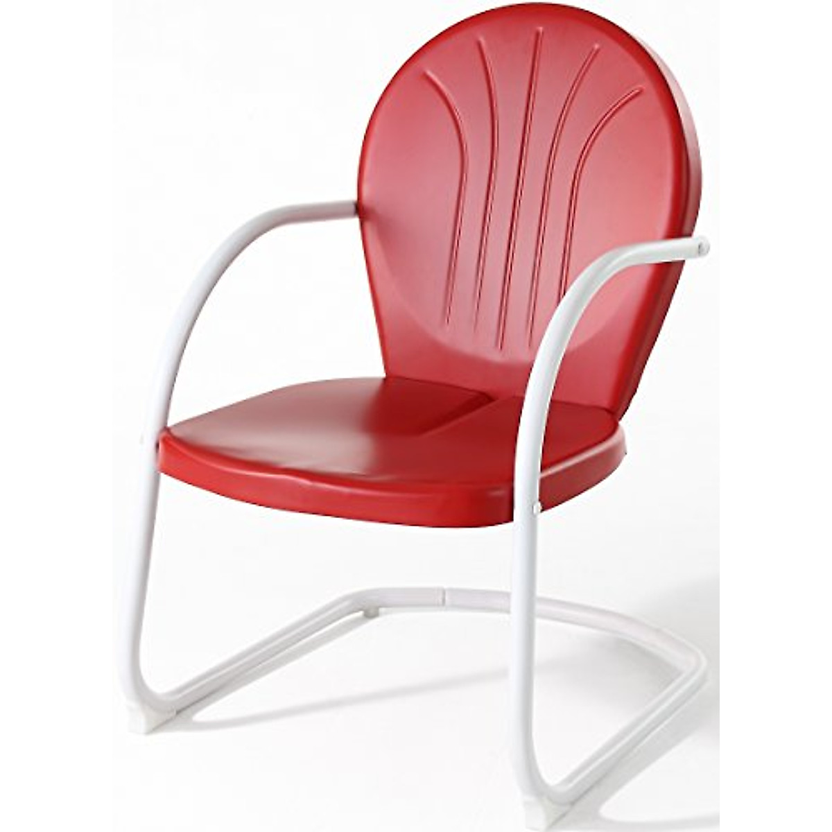 Crosley Furniture Griffith Outdoor Chair, Retro Metal Patio Chairs for Dining, Porch, Deck, Balcony, Red