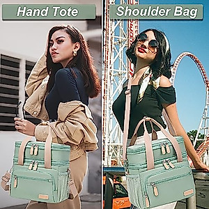 Weitars Insulated Lunch Box for Women Men-Dual Compartment Waterproof Reusable Large Lunch Bag for Women Wide-Open Tote Cooler Bag For Working Picnic Hiking (15L) (Green)