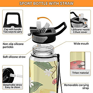 xigua Ladybug Water Bottle with Straw Lid,32 oz Leakproof Sport Water Bottle with Wide Handle for Gym,Cycling,School,Travel