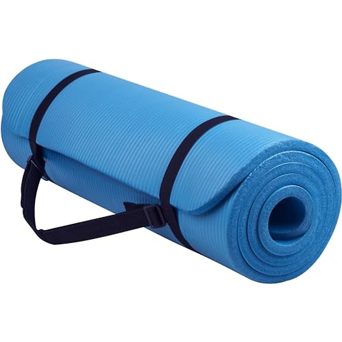 Signature Fitness 1/2-Inch Extra Thick High Density Anti-Tear Exercise Yoga Mat with Carrying Strap, Blue