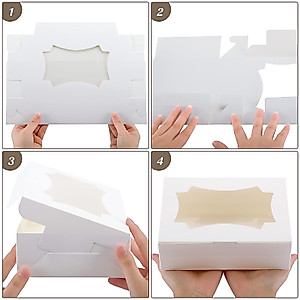 TOMNK 50pcs 8x6x2.5 Inches White Bakery Boxes with Window Cookie Boxes for Strawberries for Valentine Treat Boxes Pies Cupcakes Biscuits Candy Muffins Donuts