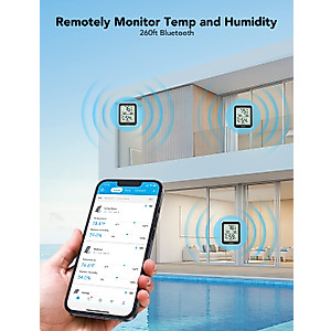 Govee Indoor Hygrometer Thermometer 3 Pack, Bluetooth Humidity Temperature Gauge with Large LCD Display, Notification Alert with Max Min Records, 2 Years Data Storage Export for Room Greenhouse, Black