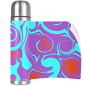 Stainless Steel Leather Vacuum Insulated Mug Crazy Colors Thermos Water Bottle for Hot and Cold Drinks Kids Adults 16 Oz