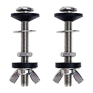 Pastlla 2pcs Toilet Seat Bolts Kit Stainless Steel Heavy Duty Toilet Tank to Bowl Bolts with Rubber Washers Gaskets Basic Style