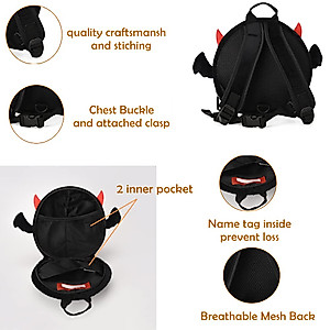 TONG&HIN.Y Toddler Safety Harness Backpack with Leash,Little Kid Anti Lost Leash Backpack Boys Girls,Kids Baby Harenss Backpack(Black)