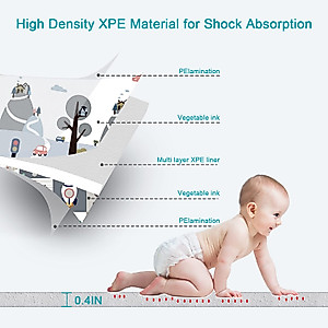 YOOVEE Foldable Baby Play Mat for Crawling, Extra Large Play Mat for Baby, Waterproof Non Toxic Anti-Slip Reversible Foam Playmat for Baby Toddlers Kids, 79" x 71" x 0.4"