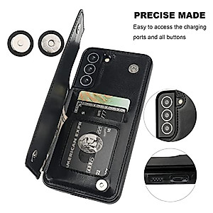Onetop Compatible with Samsung Galaxy S22 Wallet Case with Card Holder, PU Leather Kickstand Card Slots Case, Double Magnetic Clasp and Durable Shockproof Cover 5G 6.1 Inch(Black)