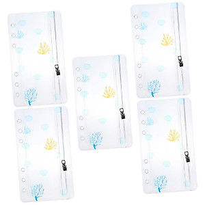 STOBOK 5pcs Loose-leaf Book Zip Bag Binder Pouch Pocket Protector 6-holes Money Envelopes 6 Holes Binder Pockets Pvc Cash Envelopes Clear Binder Pvc Zip Bag Sheet Business Card