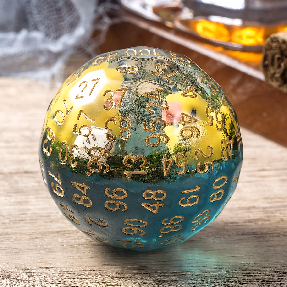 DNDND D100 Dice with Duck Inside Resin 100 Sided Die with Translucent Pouch for D&D