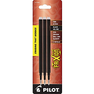 Pilot Gel Ink Refills for FriXion Erasable Gel Pen, Fine Point, Black Ink - Pack of 18 (77330)