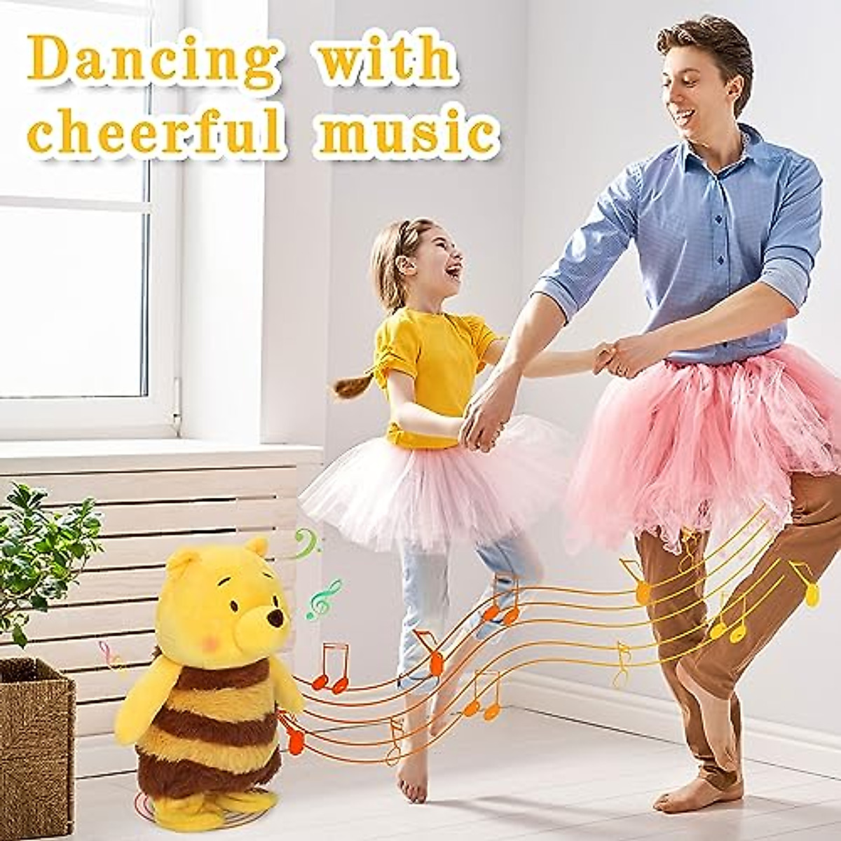 9 Inch Winnie Toys Talking Walking Singing Pooth Bear Plush Toys Repeat What You Say, Interactive Bear Stuffed Toy Figures for Toddler Kids Birthday