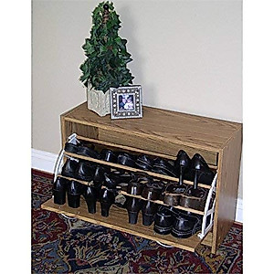 4D Concepts DELUXE SHOE CABINET-light walnut, 11.4"D x 29.3"W x 19.3"H,