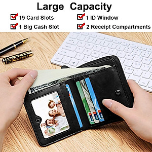 HUANLANG Mens Wallet RFID Blocking Multi Card Holder Wallets for Men Bifold Wallet with Zipper Small Men's Leather Wallet