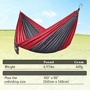 Forbidden Road Camping Hammock Single Hammocks Parachute Hammock for Outdoor Hiking Travel Backpacking - 210D Nylon Taffeta Hammock Swing - Support 400lbs Ropes Carabiners Included