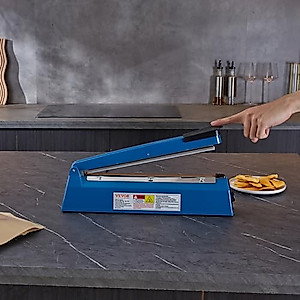 VEVOR Impulse Sealer12inch,Manual Heat Seal Machine with Adjustable Heating Mode,ABS Shrink Wrap Bag Sealers for Plastic Mylar PE PP Bags,Portable Poly Bag Sealing Machine with Extra Replace Kit, Blue