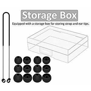 IiEXCEL Strap Ear Tips Kit Compatible with JBL Tune 120TWS / 125TWS, Anti-Lost Soft Silicone Lanyard Neck Rope Cord Lease Gel Eartips Skin Accessories Compatible with JBL Tune 125TWS / 120TWS - Black