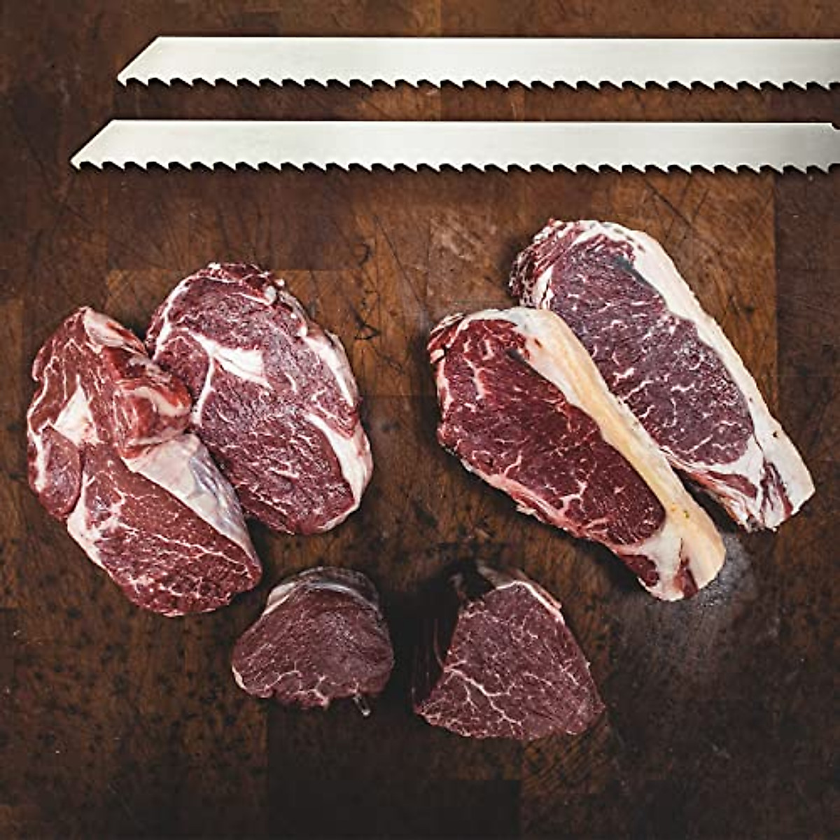 ZUZZEE 2 pcs 300mm Stainless Steel Reciprocating Saw Blades Cutting Tools, Unpainted Blades for Food Cutting Ice, Frozen Meat, Bone, Beef (12 Inch)