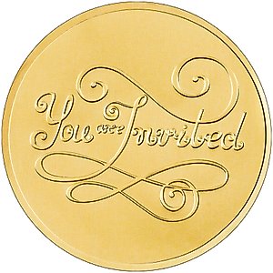 200 Pieces Envelope Embossed Sticker 're Invited Wedding Round Embossed Foil Seals Embossed Aluminum Foil Sticker Seal are Invited Stickers for Envelopes Invitations Present Decoration (Gold)