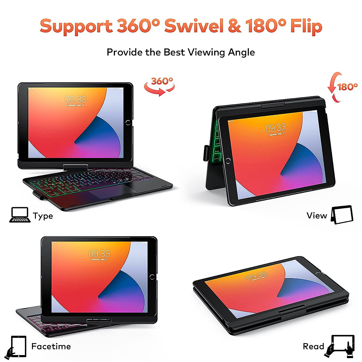 Keyboard Case Compatible with iPad 10.2 2021 9th /8th/7th Generation & iPad Pro 10.5 inch & iPad Air 3rd Gen - Wireless Backlight Keyboard with TouchPad for iPad 10.2/10.5