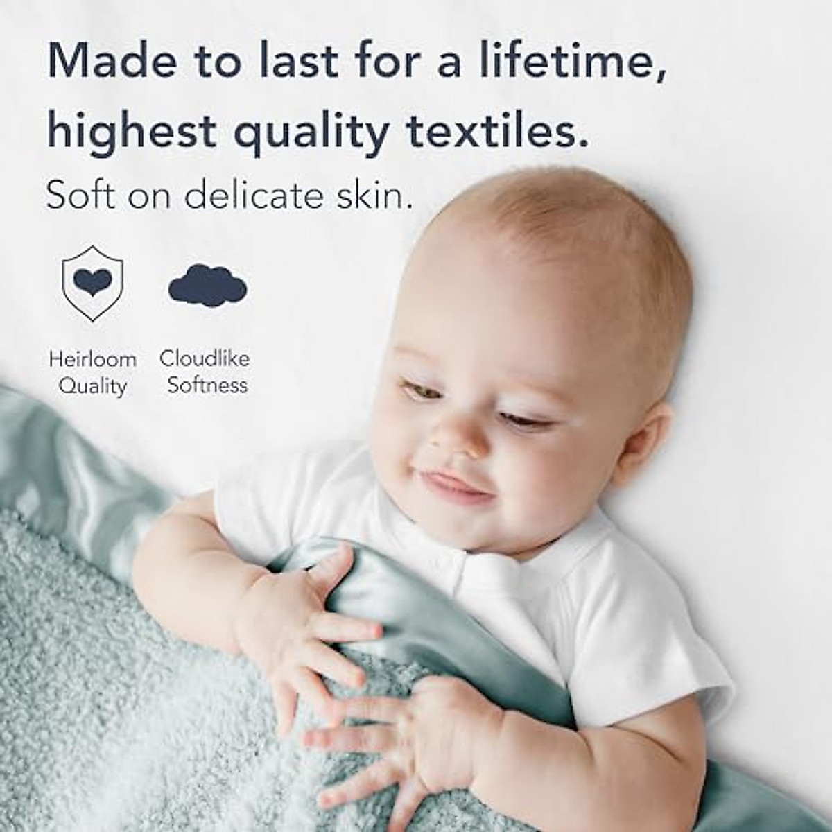 Little Giraffe Baby Blanket - Chenille Soft Blanket with Satin Trim - Baby Stroller Blanket - Newborn Baby Essentials & Gifts - 29" x 35" - Sage