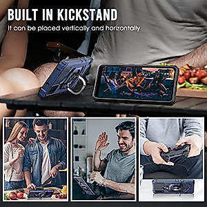 for Motorola Moto G Pure Case: with Tempered Screen Protector & Built in 360° Adjustable Ring Kickstand Shockproof Protection TPU Bumper Armor Design Phone Cover for Moto G Pure - Blue