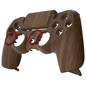 eXtremeRate Wood Grain Ghost Replacement Faceplate Touchpad Cover, Redesigned Soft Touch Housing Shell Case Touch Pad Compatible with PS4 Slim Pro Controller JDM-040/050/055 - Controller NOT Included