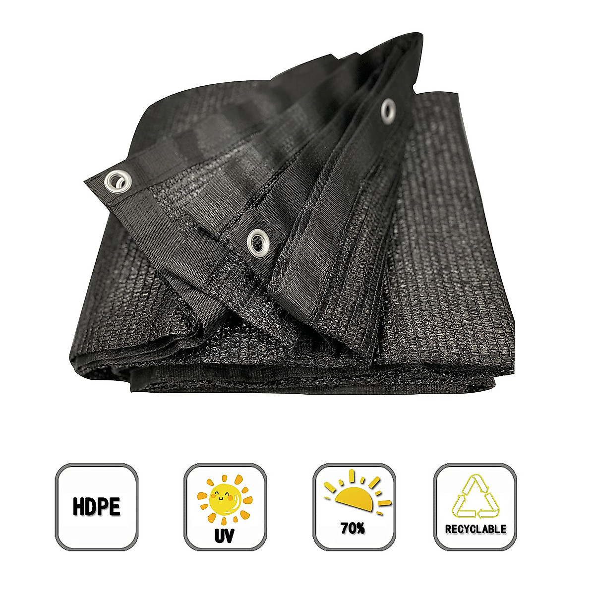 NC 70 Shade Cloth Sunblock Net 10X20 Ft Black Sun Shade Mesh Tarp for Plant Cover Greenhouse Garden Patio Backyard Swimming Pool Kennel Shade Netting