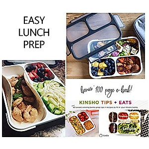 Camo Lunch Box for Boys | Bento Boxes with Bag, Ice Pack Set | Snack Containers for Kids Men Adults. 3 Leakproof Compartments, Container with Insulated Bags for School Lunches, Black Grey Camoflauge