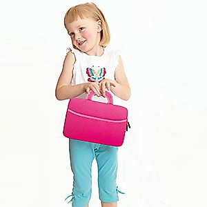 MoKo 8-10.1 Inch Kids Tablet Sleeve, Neoprene Zipper Carrying Case Bag Fits iPad Pro 11", iPad 10.2, Tablet with Accessory Pocket - Magenta
