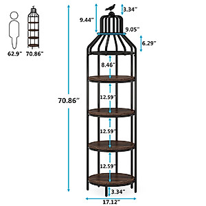 Tribesigns 4-Tier Narrow Tall Bookshelf Set of 2, Rustic Small Bookcase Corner Book Shelf, Freestanding Display Shelves for Living Room, Home Office, Kitchen, Small Space