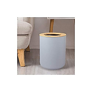 Laipi Bamboo Wooden Bathroom Accessories Set, 6 cs Gift Set Toilet Brush, Soap Dispenser, Waste Bin, Toothbrush Holder, Soap Dish Cup Set