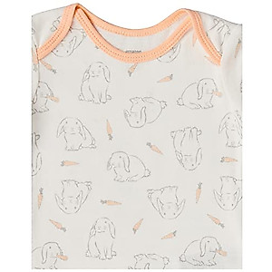 Amazon Essentials Unisex Babies' Short-Sleeve Bodysuits, Pack of 6, Multicolor/Bunny/Carrots/Rugby Stripe, 6-9 Months