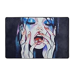 SWEET TANG Bedroom Living Room Kitchen Big Size Area Rug Home Art - Goth Gotik Gothic Melancholy Women Girl Art Floor Pad Rugs Fast Dry Bathroom Rug Mat Yoga Mat Throw Rugs Carpet 60 x 39 Inch