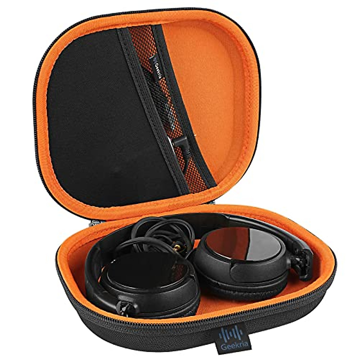 Geekria Shield Headphones Case Compatible with Sony MDRZX110NC, MDR-ZX110, MDR-ZX300, MDR-ZX310, MDR-ZX330BT Case, Replacement Hard Shell Travel Carrying Bag with Cable Storage (Black)