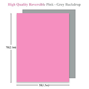 KUKUSOUL 5x7ft Polyester Pink Photo Backdrop Grey Backdrop for Photography 2-in-1 Curtain Backdrop Reversible Background for Photography KUSKX001