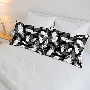 Bird Feather Pattern Satin Pillow Cases Silk Satin Pillowcase for Hair and Skin Standard Set of 2 Super Soft Silk Pillowcase with Envelope Closure (20x26 in)