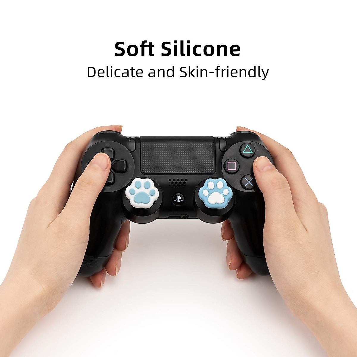 GeekShare Cat Paw Playstation 4 Controller Thumb Grips, Thumbsticks Cover Set Compatible with Switch Pro Controller and PS4 PS5 Controller, 2 Pair / 4 Pcs-Cat Paw Shape