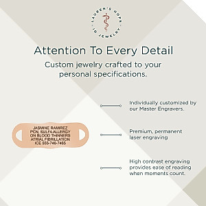 Rose Gold Crystal Heart, Lauren's Hope Medical ID, Bracelet Size = 7.5 inches, no gemstone