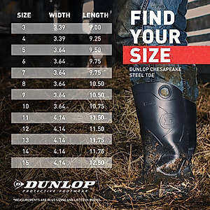 DUNLOP Protective Footwear, Chesapeake Steel Toe, 100% Waterproof, Lightweight, Industrial and Construction PVC Boots, Slip Resistant, 8677677.09, Size 9 US, Black
