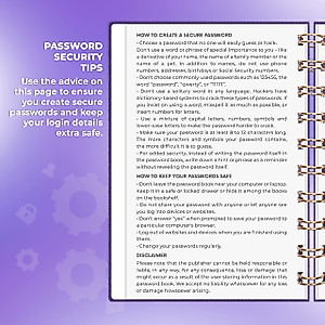 Clever Fox Password Book Spiral – Mini Internet Address & Password Organizer with Laminated Alphabetical Tabs – Small Password Keeper Journal – Hardcover, Pocket Size, 4.7x5.7” (Purple)