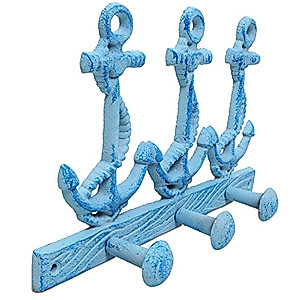 Basic Fundamentals Cast Iron Nautical Anchors Wall Rack with 3 Hooks