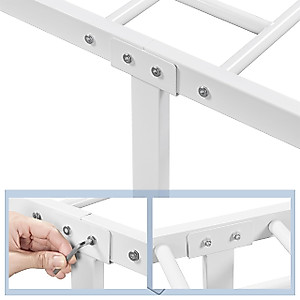 Topeakmart Queen Bed Frames Metal Platform Bed with Sparkling Star-Inspired Design Headboard and Footboard/13 Inch Underbed Storage/No Box Spring Needed/Sturdy Slat Support, White Queen Bed