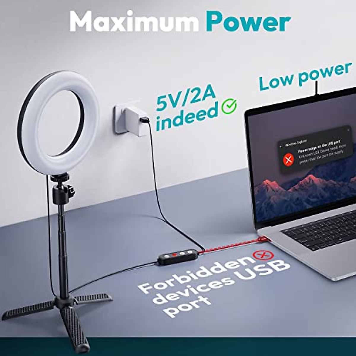 Weilisi 6.5'' Ring Light for Computer, 3 Light Modes Video Conference Lighting, Mini Ring Light Selfie Ring Light for Laptop, Webcam, Zoom, Desk